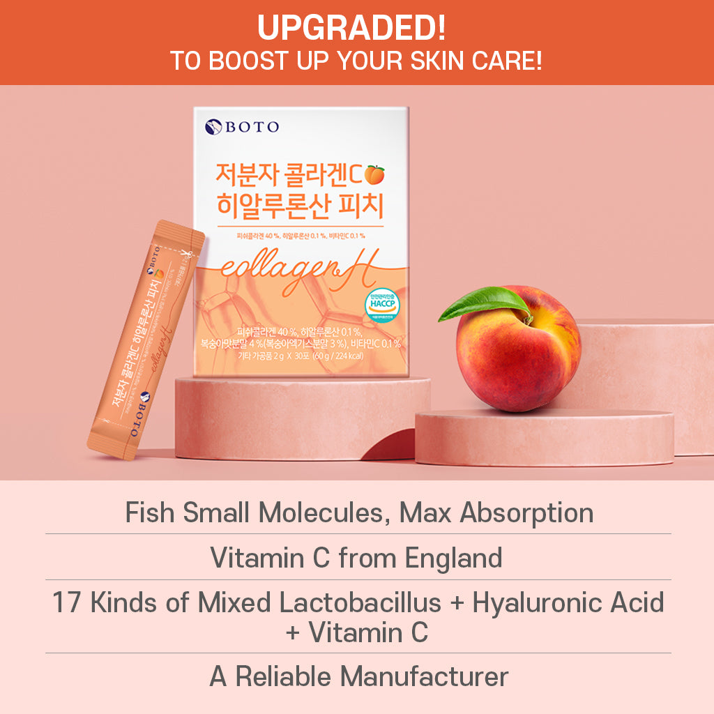 Peach Flavour Low Molecular Collagen C Hyaluronic Acid [2g x 30 powder ...